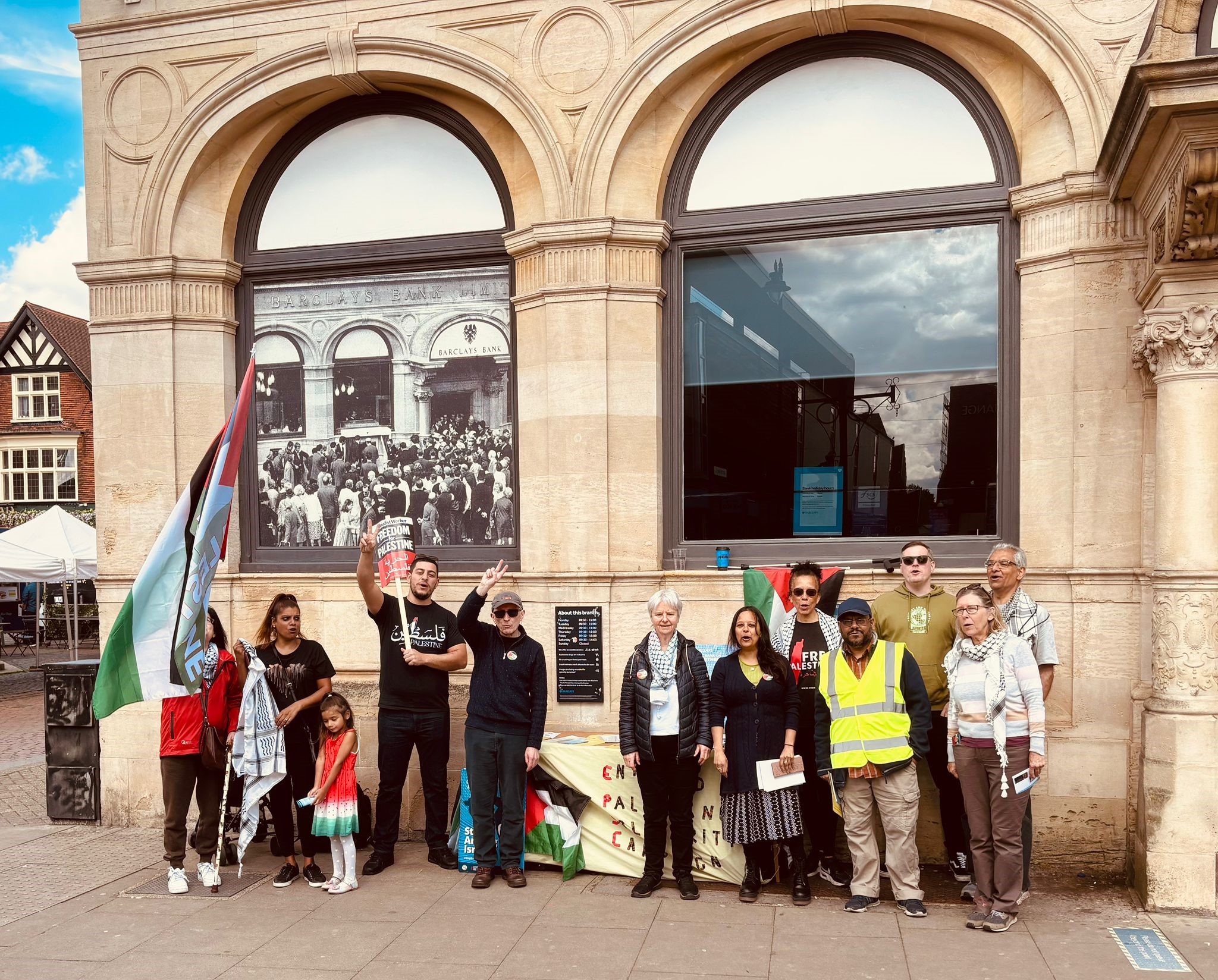 Pro-Palestine campaigners protest at Barclays in Enfield over links to ...